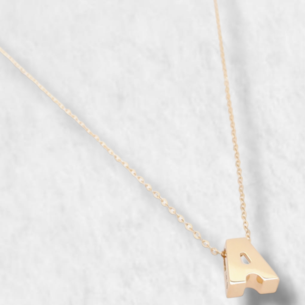 Cadena (40 + 5 cm) con Inicial en Letra Bold - Oro Amarillo 14Kts ...